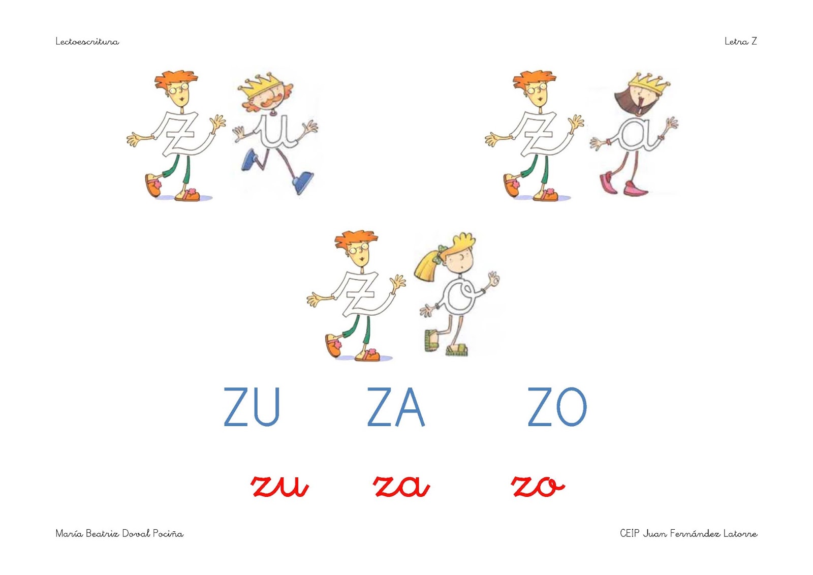 LECTOESCRITURA: FICHAS LECTURA LETRA Z