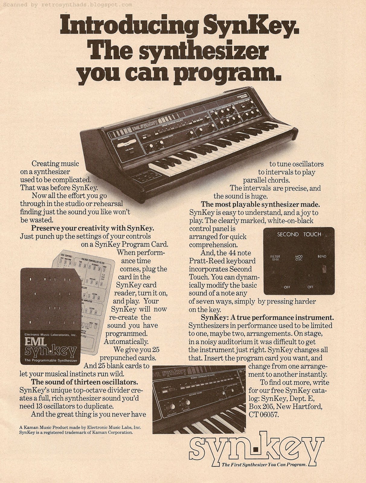 Retro Synth Ads: Electronic Music Laboratories, Inc. SynKey synthesizer ...
