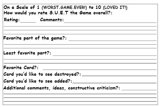 SUET the Card Game: Player Feedback