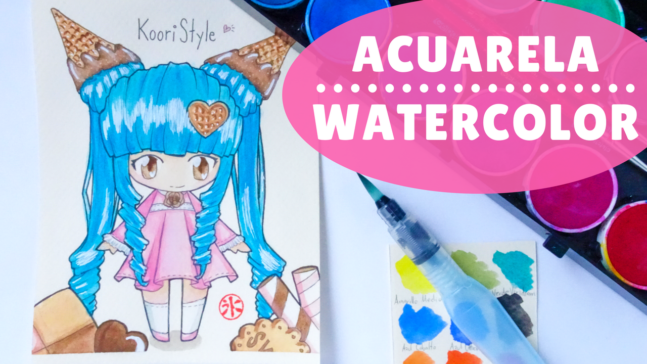 WATERCOLOR: Chibi Practice SpeedPaint (ENG/ESP) - Koori Style