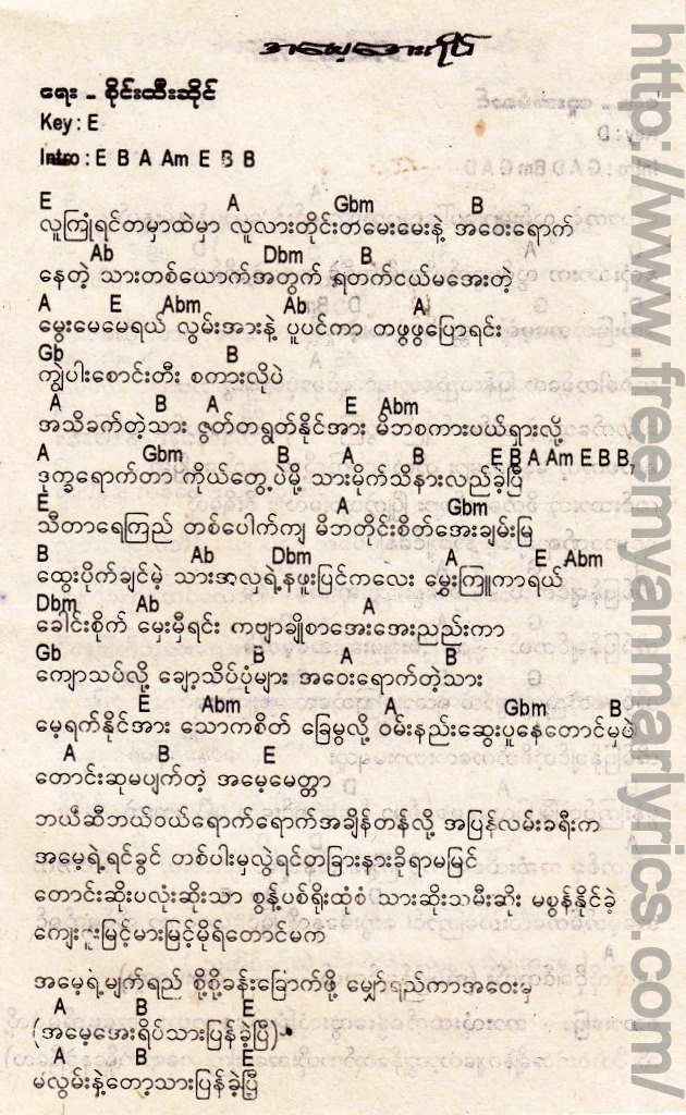 Musics Life ထူးအိမ္သင္ အေမ သို႔ ေမတၱာေတာ္ဖြဲ႔ေတးမ်ား Lyrics