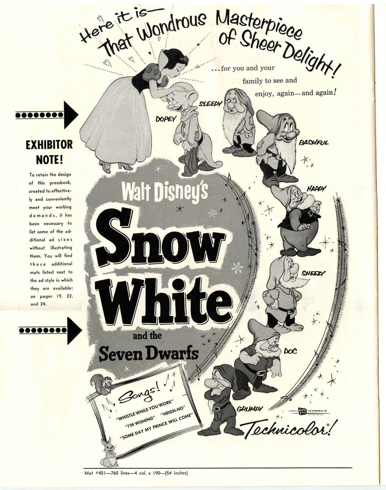 Filmic Light - Snow White Archive: 1958 Buena Vista Snow White Pressbook