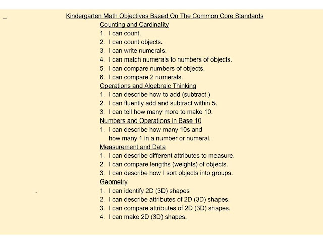 Good-bye Kindergarten: Kid-Friendly Math Objectives