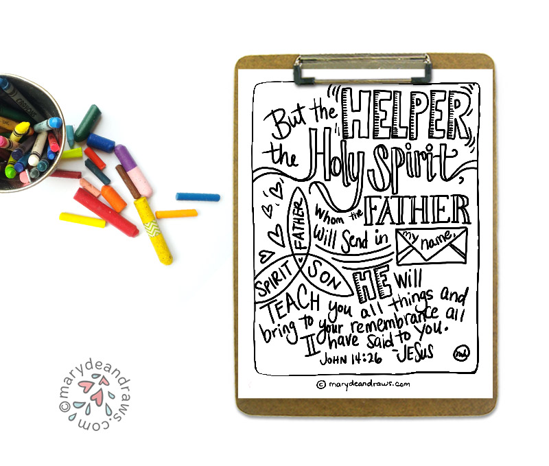 The Helper + John 14:26 Bible Coloring Page (English and Spanish)