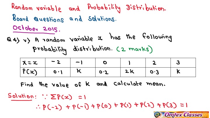 OMTEX CLASSES: Random variable and probability distribution