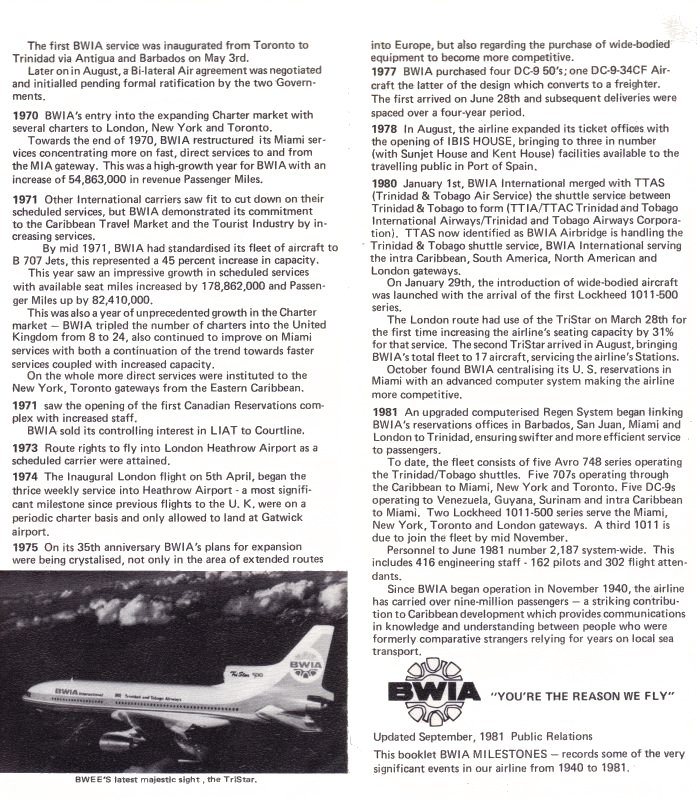 Airline memorabilia: BWIA