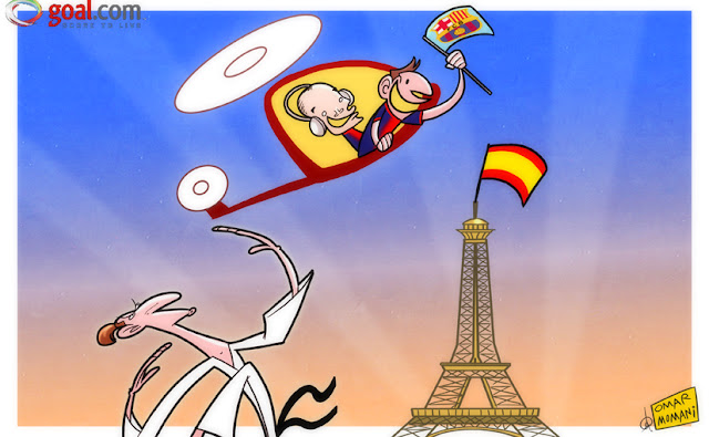 Omar Momani cartoons: Barcelona stars return to scene of Spain triumph