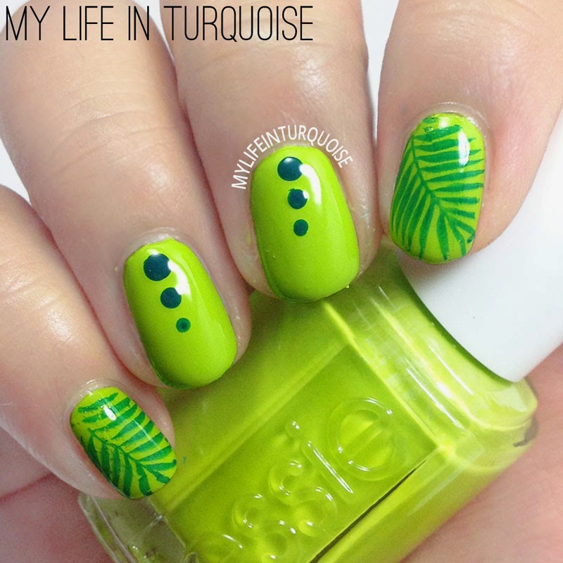 My Life in Turquoise: 31DC2014 - Day 04 - Green Nails - Tropical Leaves