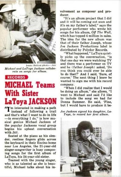 Top Of The Pop Culture 80s: Michael & Latoya Jackson - Jet Magazine 1980