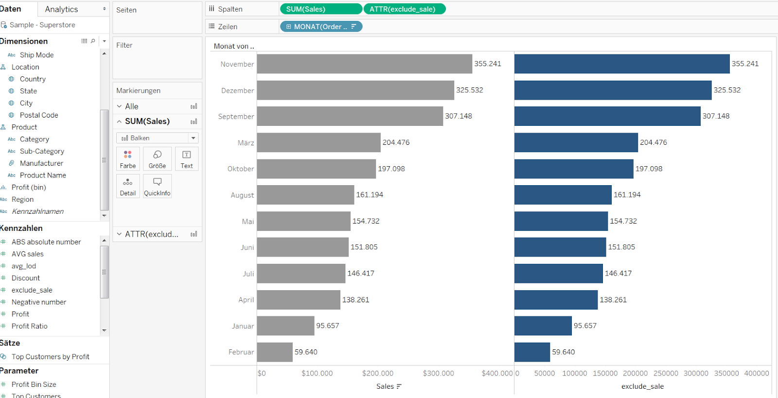 Level of Detail Expressions (LoD) in Tableau: EXCLUDE