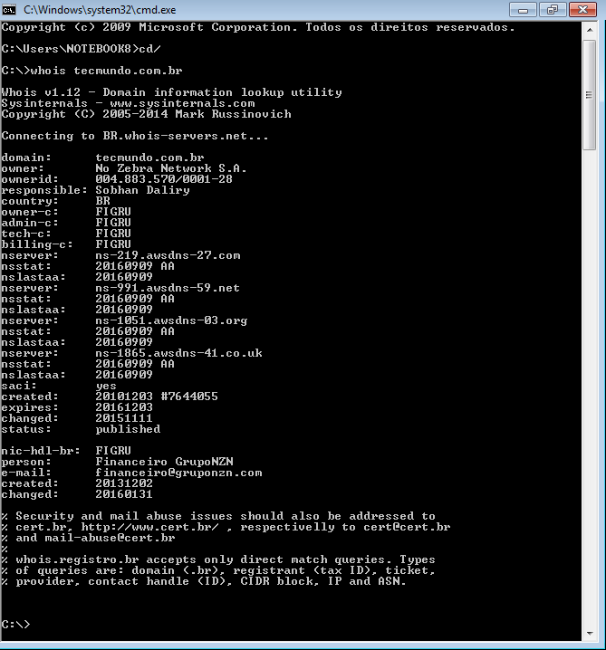 Como fazer consultas Whois no Windows ~ Segurança Digital