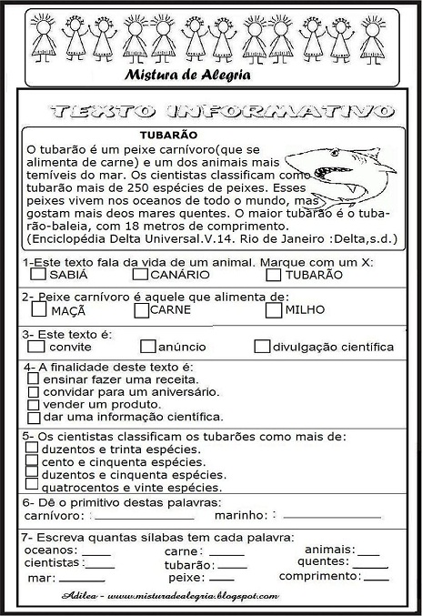 TEXTOS INFORMATIVOS: PRÁTICA PEDAGÓGICA INOVADA, IMPRIMIR, COLORIR ...