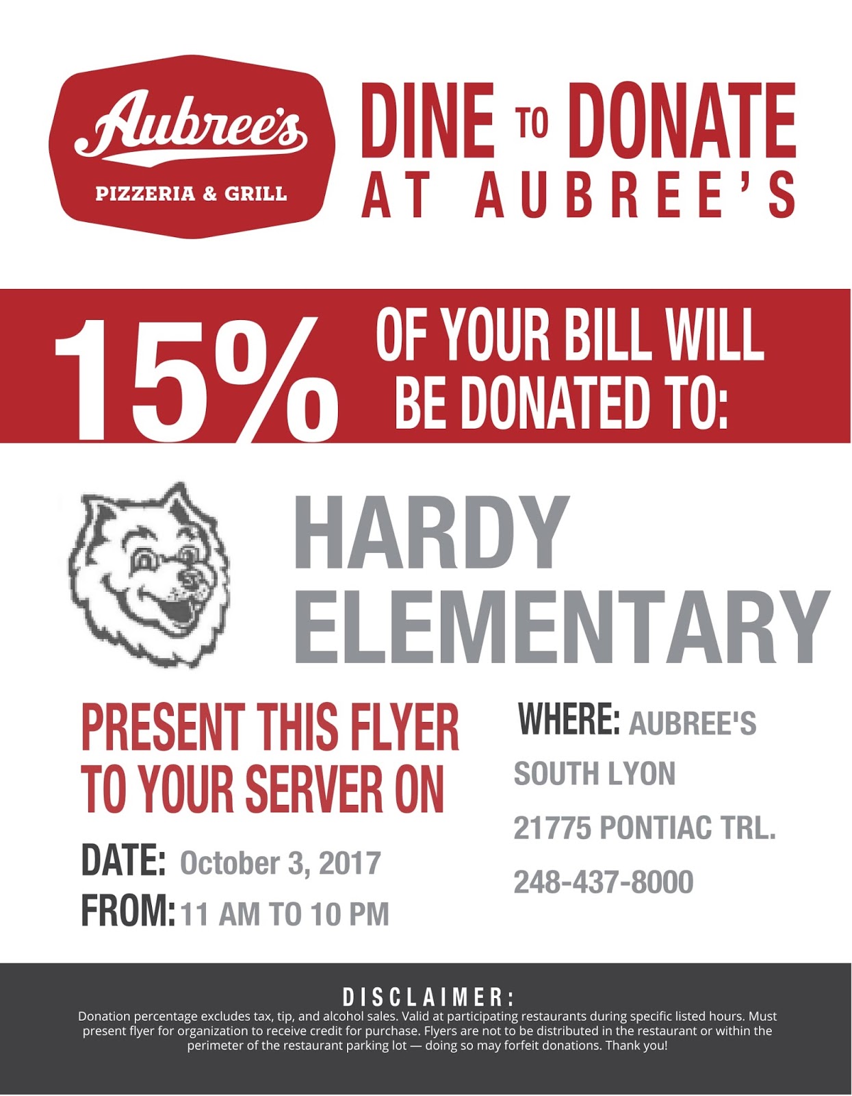 Dine And Donate Flyer