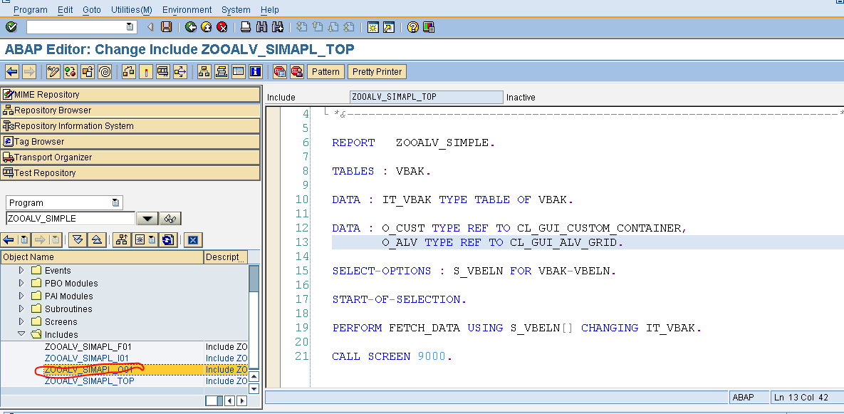 SAP TECH: Basic OO-ALV Report ( SE80 )
