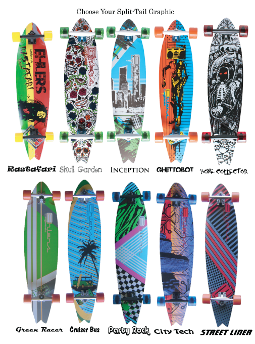 Ehlers Longboards: Split-tail longboard skateboard pick your own parts ...