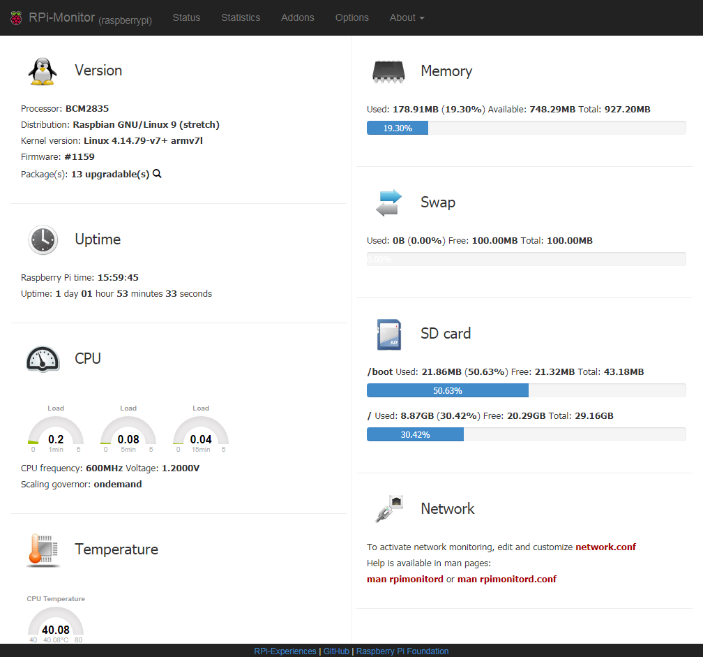 Raspberry Pi 筆記(47)：樹莓派的監控系統 RPi-Monitor