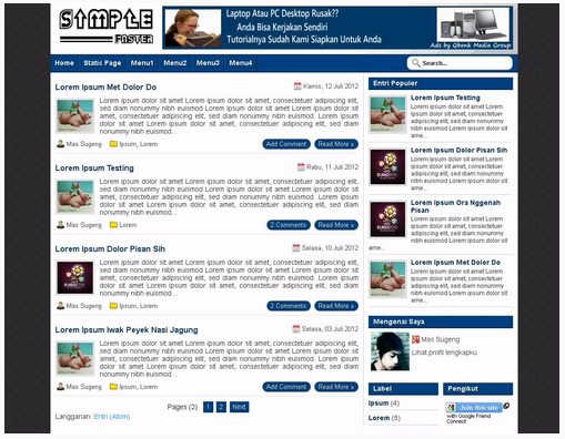 Top Simple Faster V2 Template For Blogger | Free Seo Friendly Themes