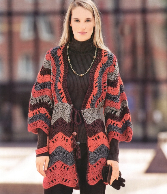 Receitas de Crochet: Lindo Casaco colorido de crochet