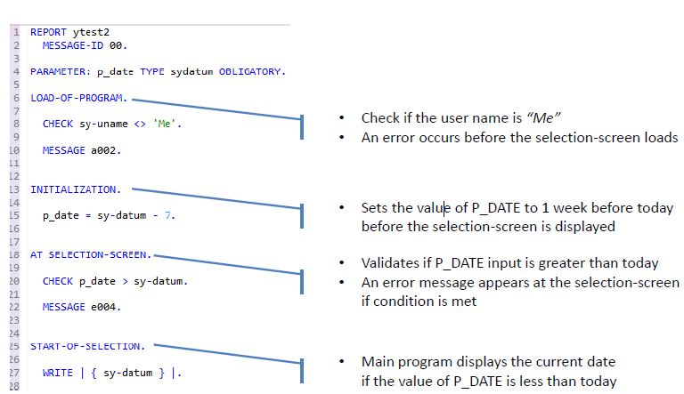 ABAP TRANSACTION CODE AND EVENTS