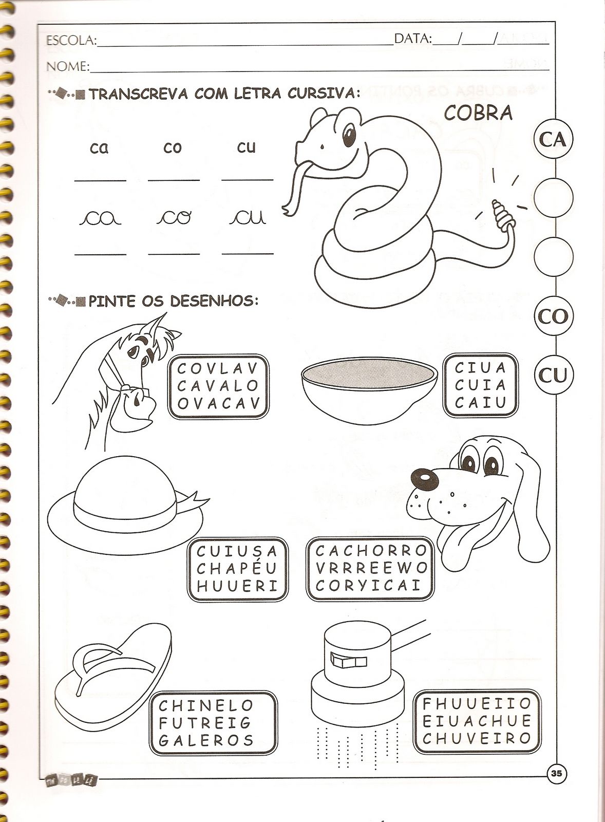 Paraíso da Alfabetização: Atividades com a Letra C