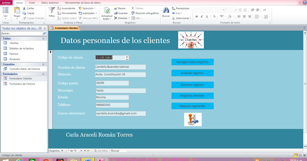 4.1 Diseña Bases de Datos Ofimáticas: Base de Datos Factura (Formulario)