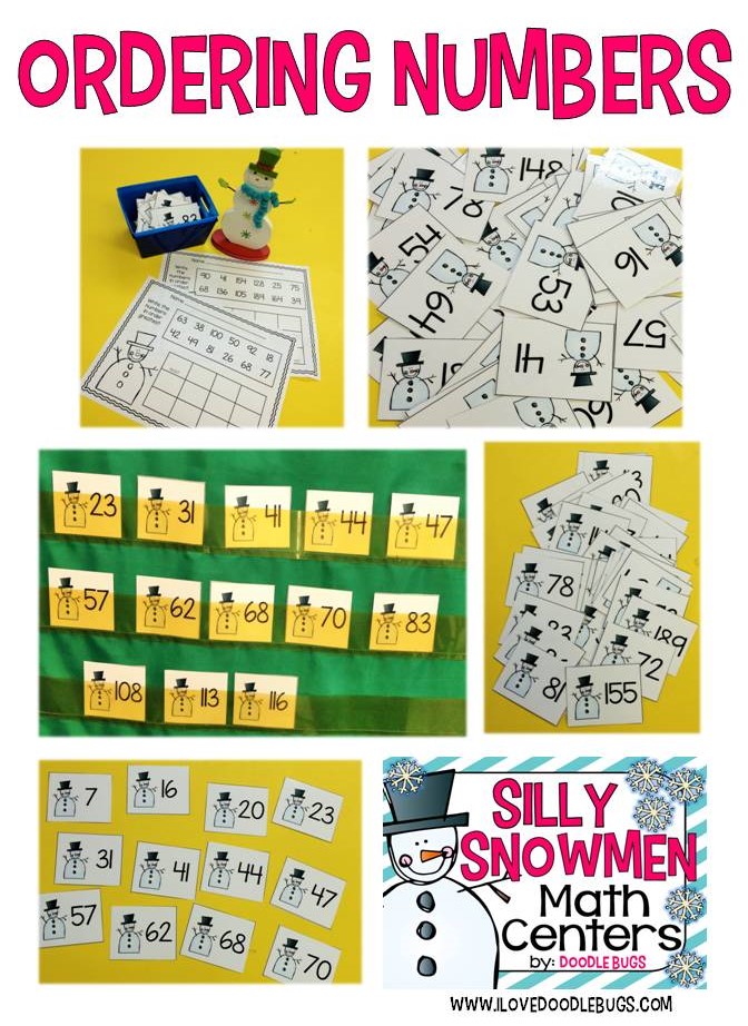 Doodle Bugs Teaching {first grade rocks!}: Silly Snowmen Math Centers