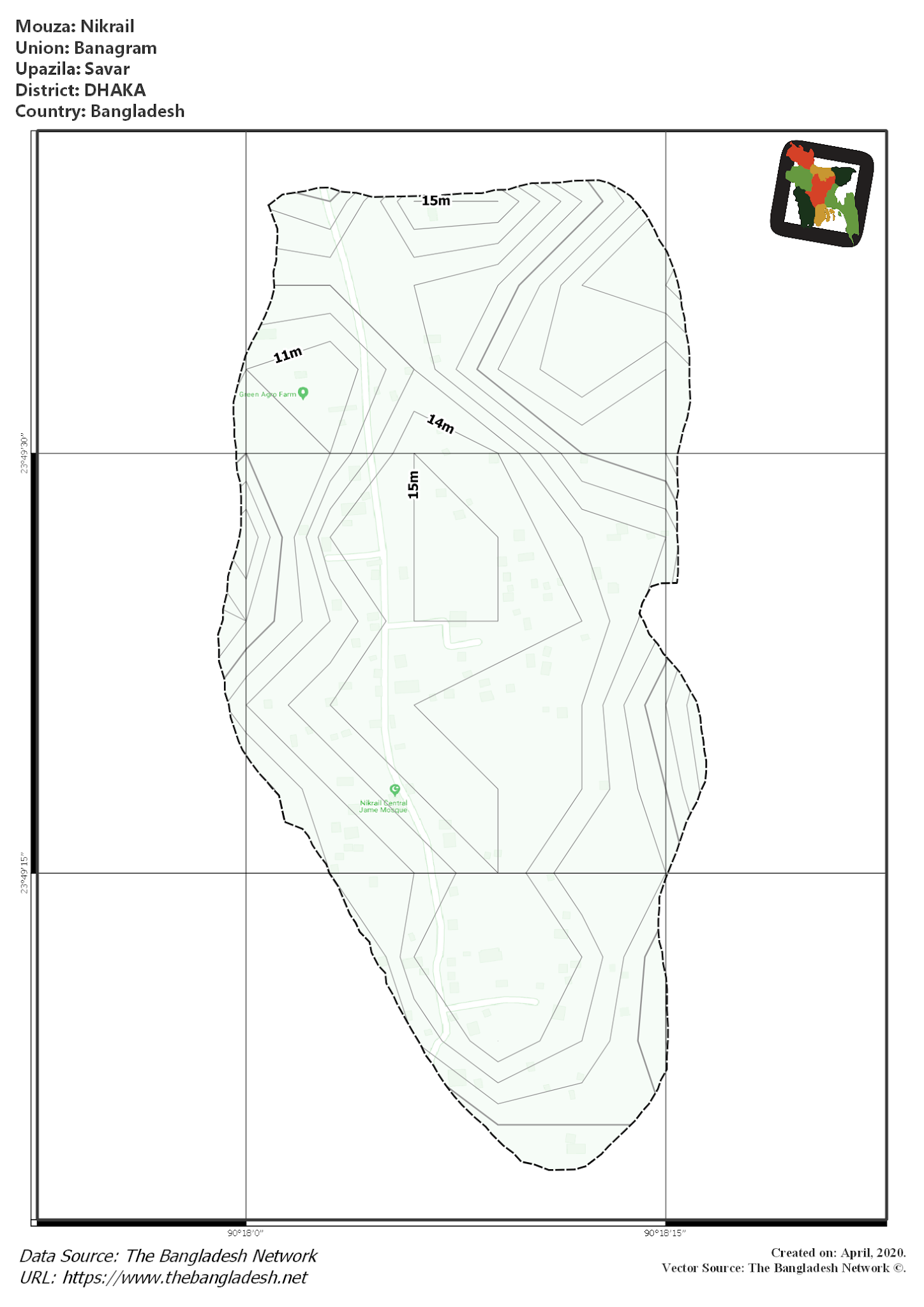 Map of Nikrail Mouza, Savar, Dhaka