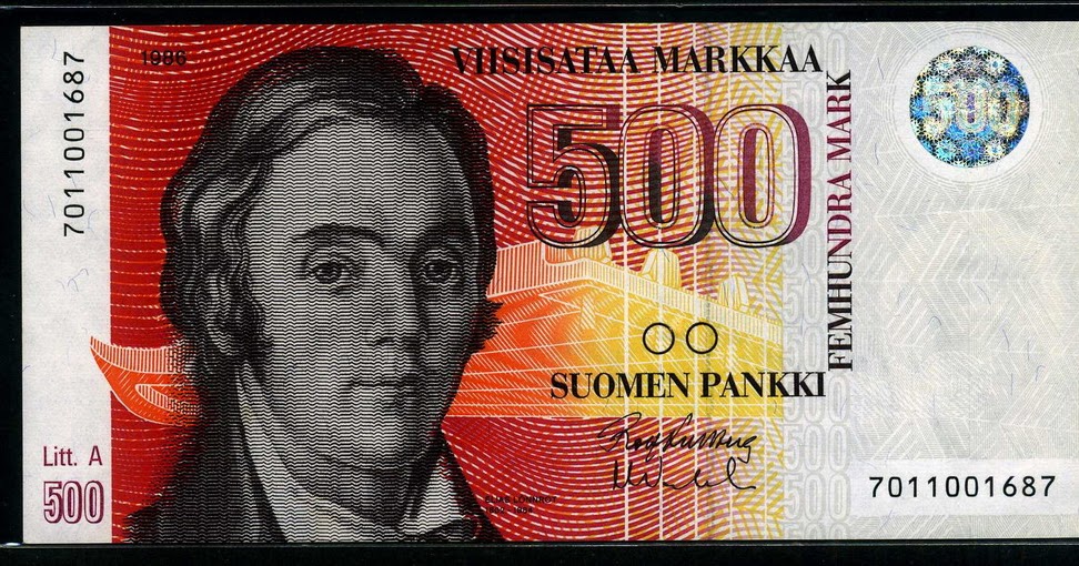 Finland 500 Finnish Markkaa banknote 1986 Elias Lönnrot|World Banknotes ...