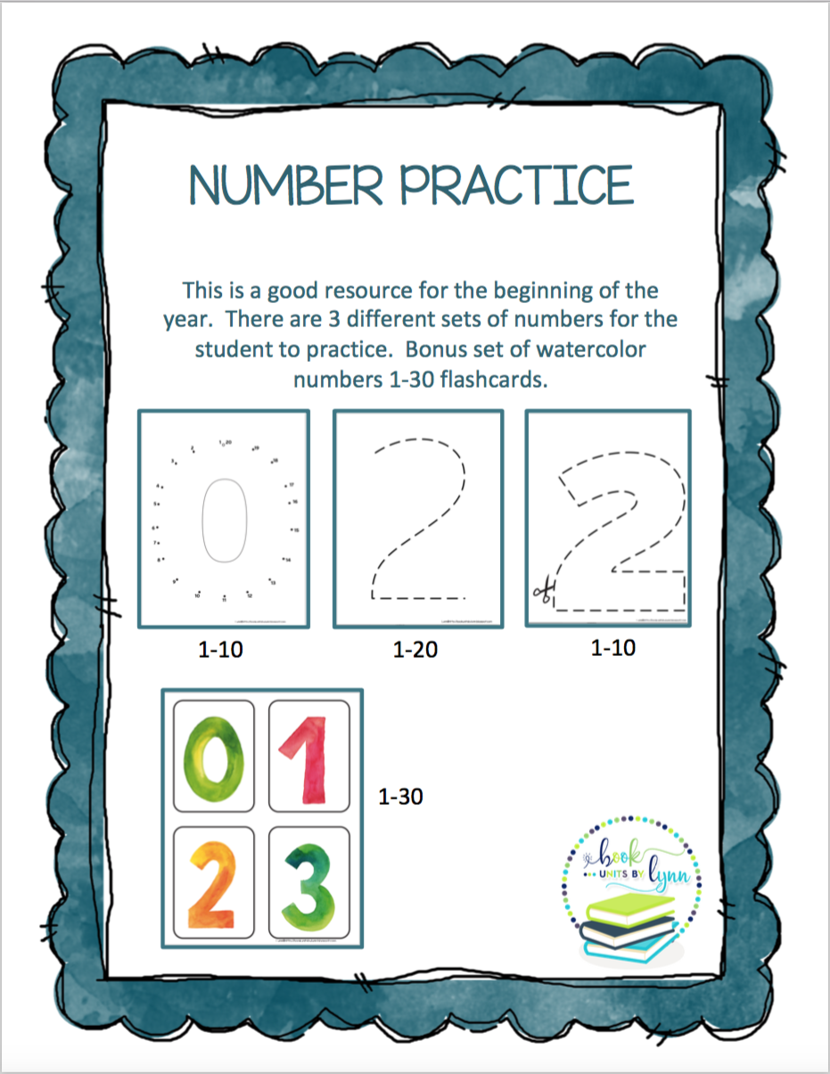 NUMBER PRACTICE ~ Book Units by Lynn