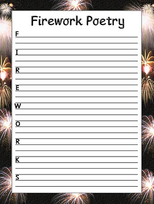 Debbie's Resource Cupboard: Firework acrostic poetry
