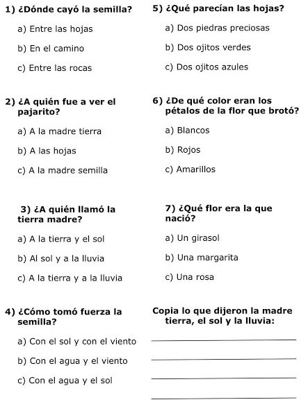 Lengua Castellana: Comprensión de lectura: La semilla