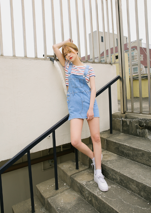 [Stylenanda] Short Denim Overall Dress | KSTYLICK - Latest Korean ...