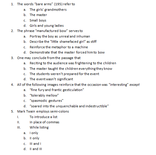 "Sivilized" Writing : Prose Passage - Multiple Choice