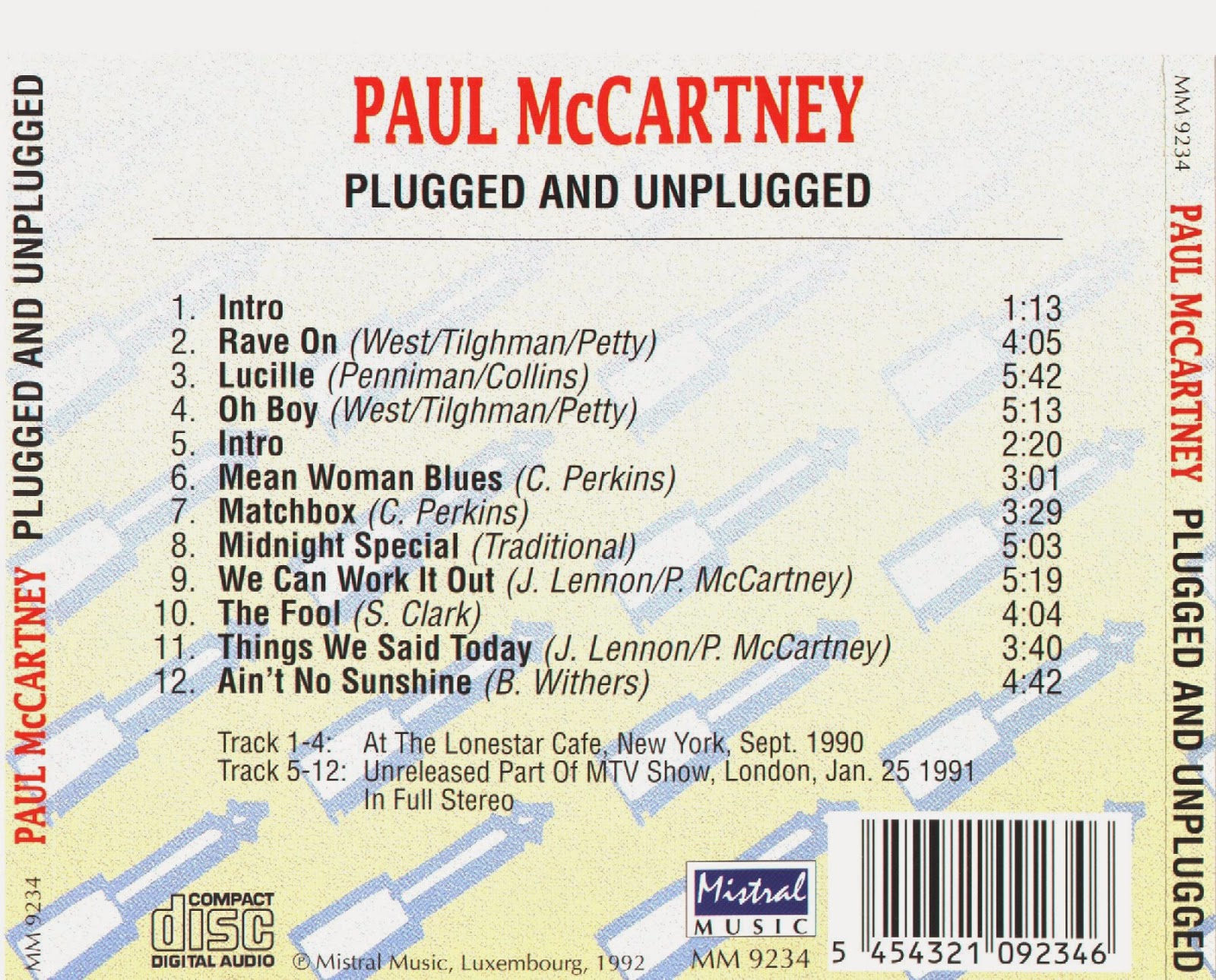 BLOGUE DO LENINE: PAUL MCCARTNEY - PLUGGED AND UNPLUGGED - 1992