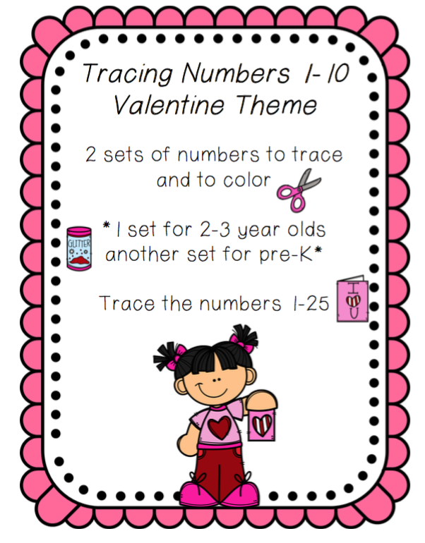Tracing Numbers 1-10 Valentine Theme "No Prep" ~ Preschool Printables