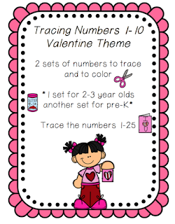 Tracing Numbers 1-10 Valentine Theme "No Prep" ~ Preschool Printables