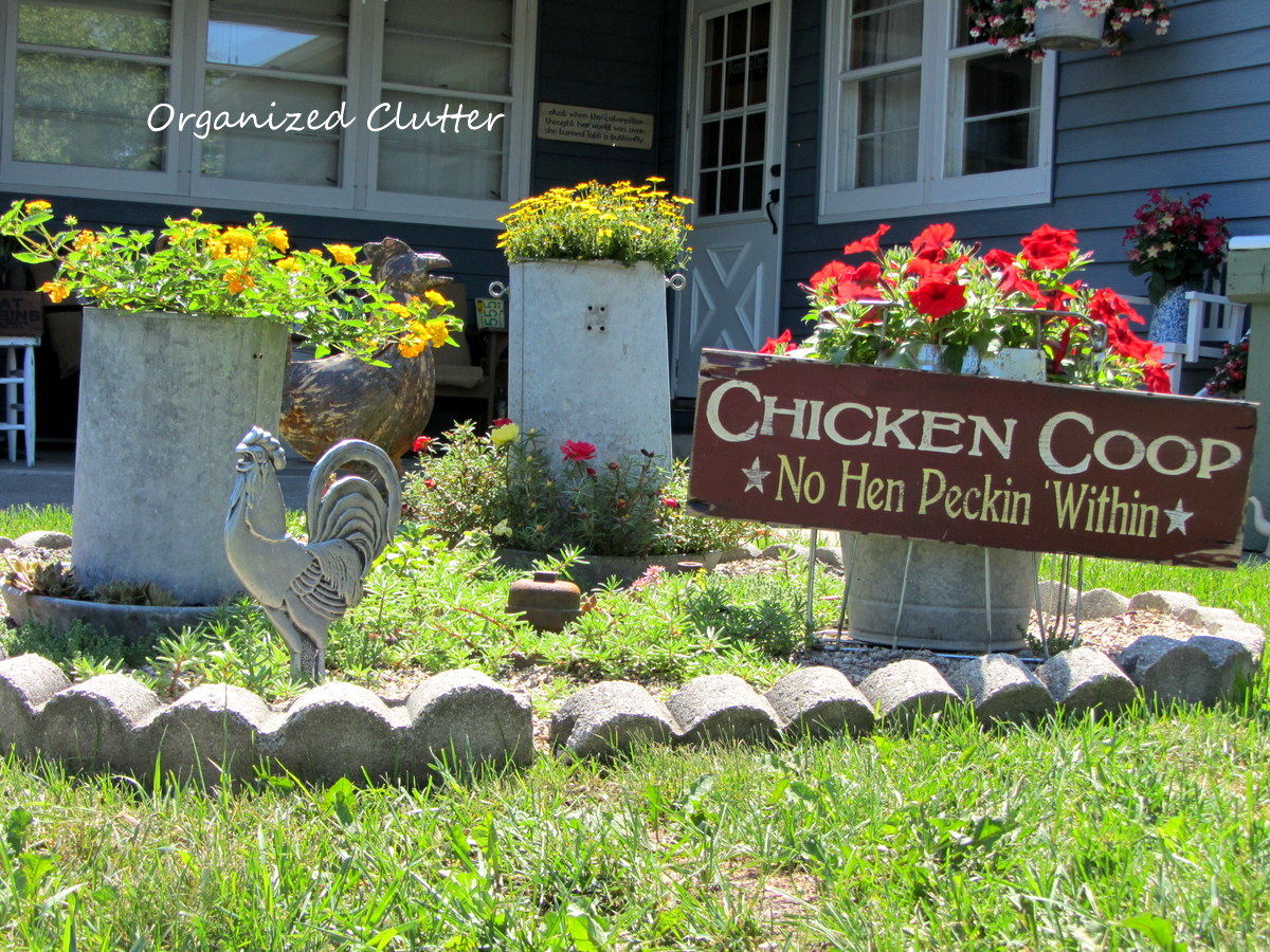 Garden Hens and Chicks and Roosters - Organized Clutter