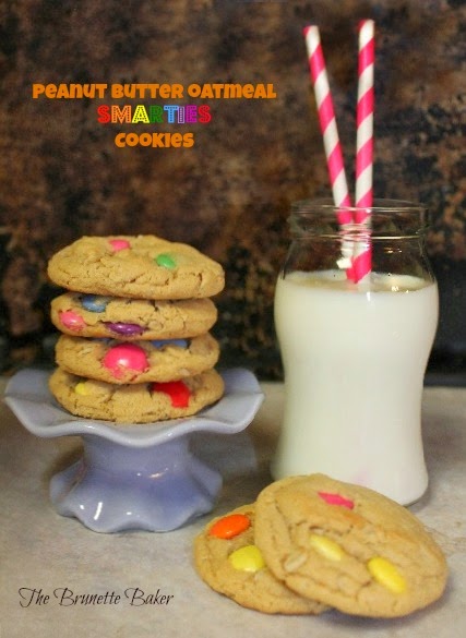 Peanut Butter Oatmeal Smarties Cookies | The Brunette Baker