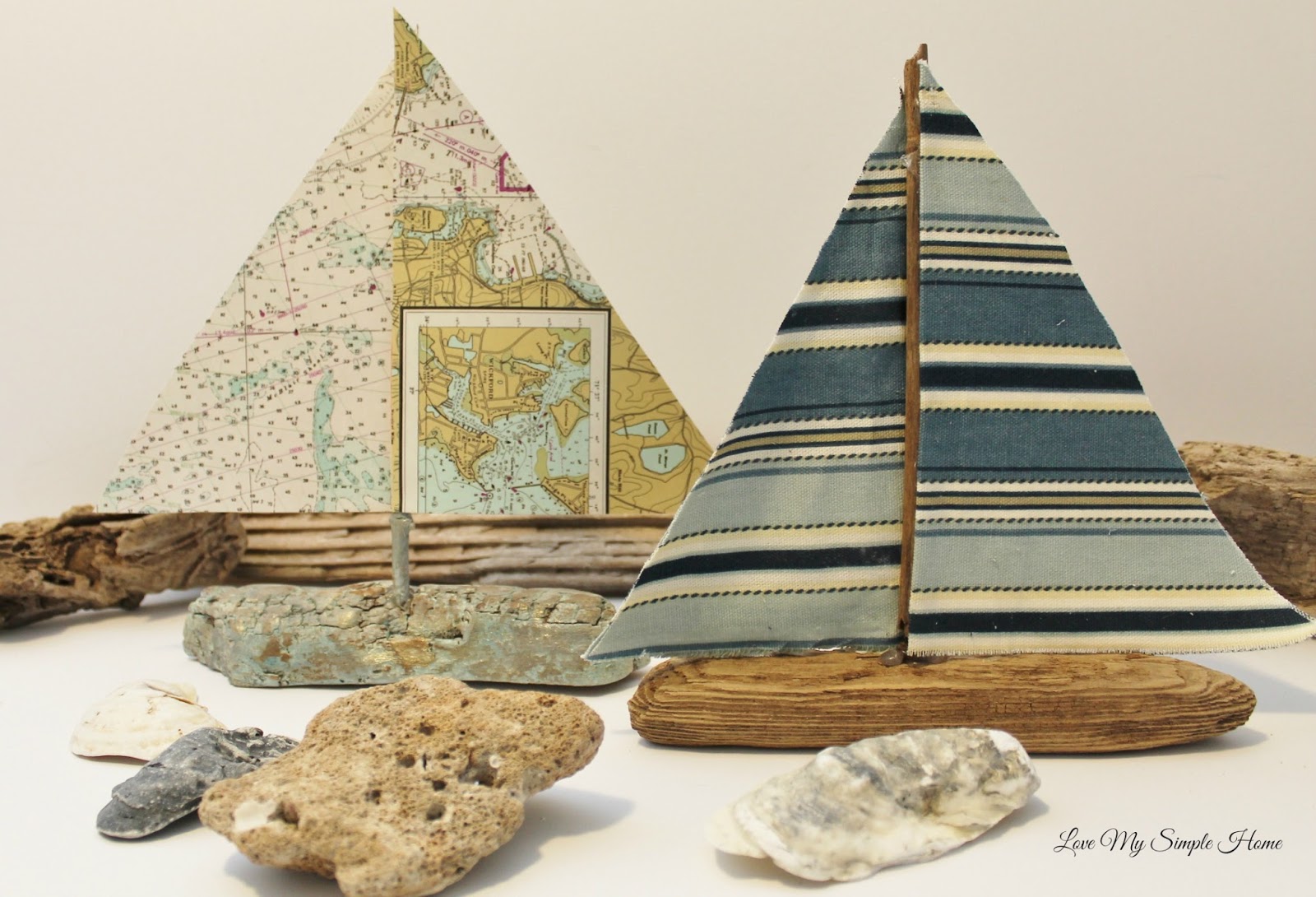 Driftwood map sailboat