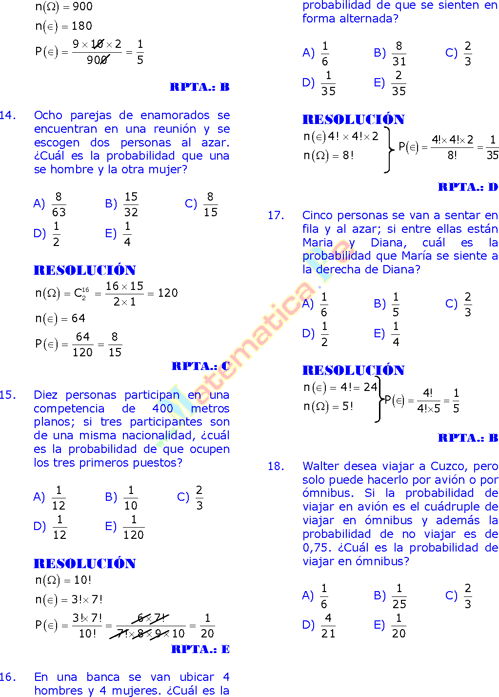 PROBABILIDADES EJERCICIOS RESUELTOS DE RAZONAMIENTO MATEMÁTICO ...
