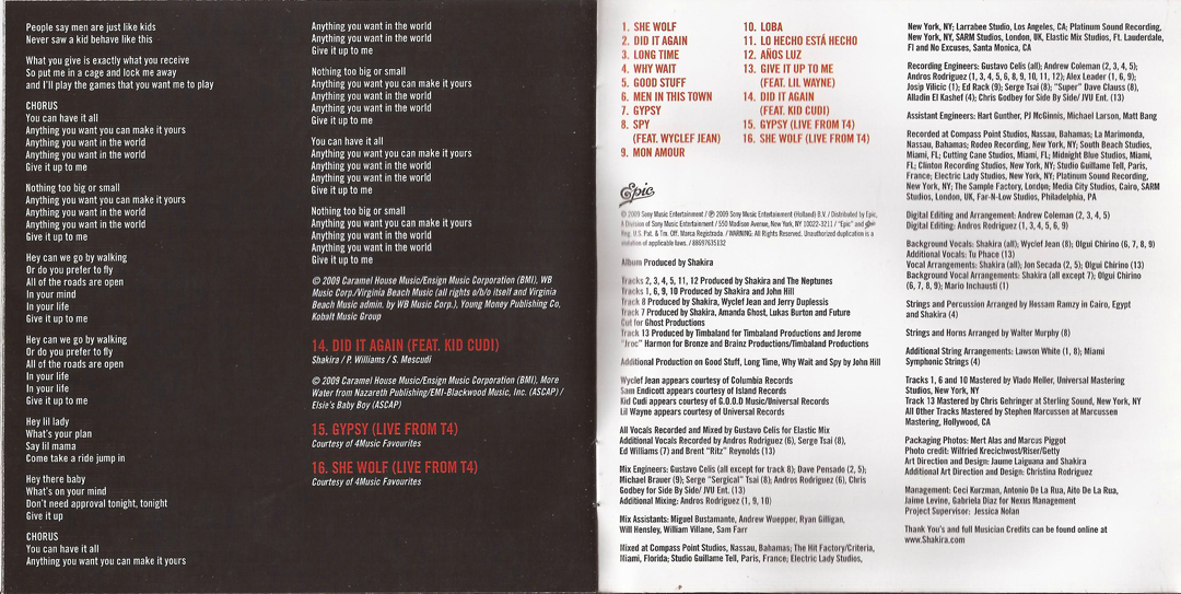 Encarte: Shakira - She Wolf (Deluxe Edition) - Encartes Pop