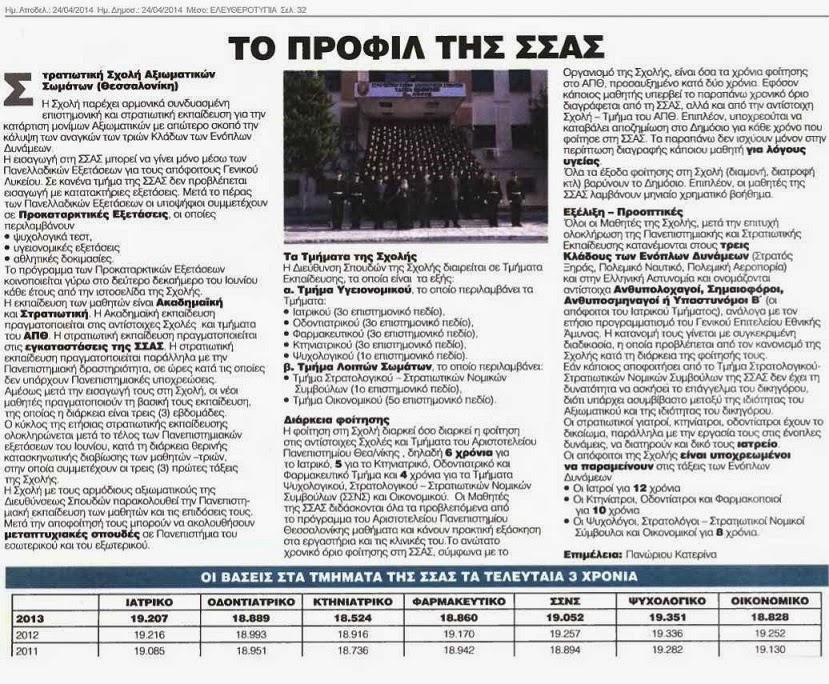 ΤΟ ΠΡΟΦΙΛ ΤΗΣ ΣΣΑΣ - ΣΤΡΑΤΙΩΤΙΚΑ ΘΕΜΑΤΑ... ΕΠ ΩΜΟΥ