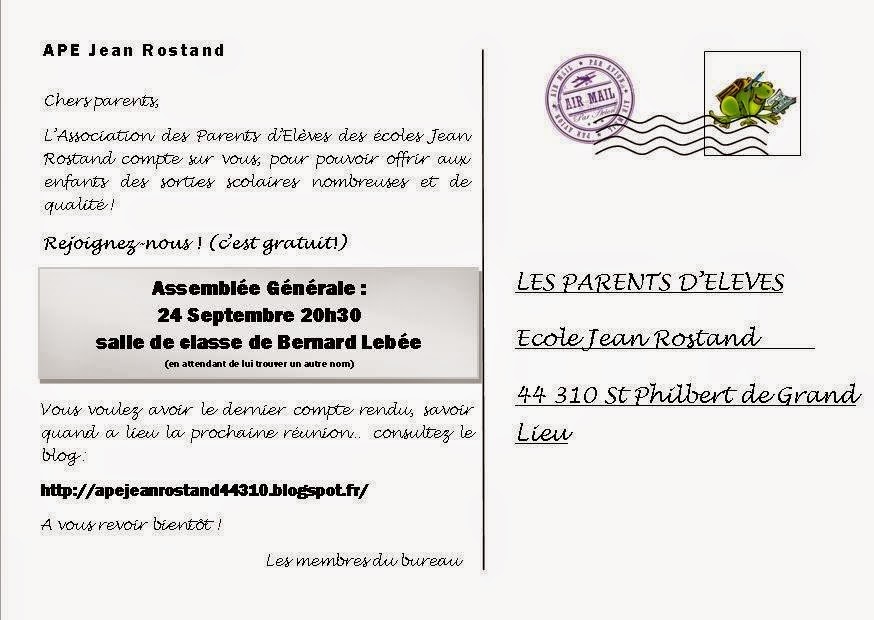 APE - Jean Rostand : Invitation à la première réunion de l'association ...