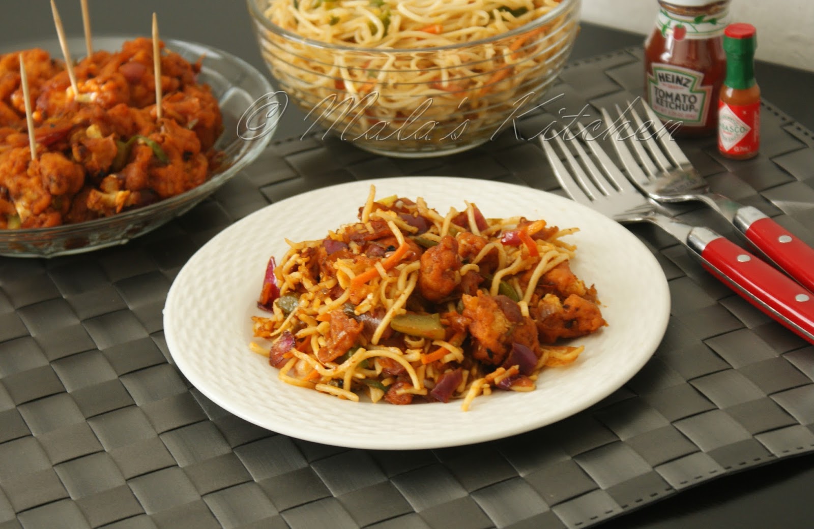 Gobi Manchurian Mixed Hakka Noodles - Malas-Kitchen