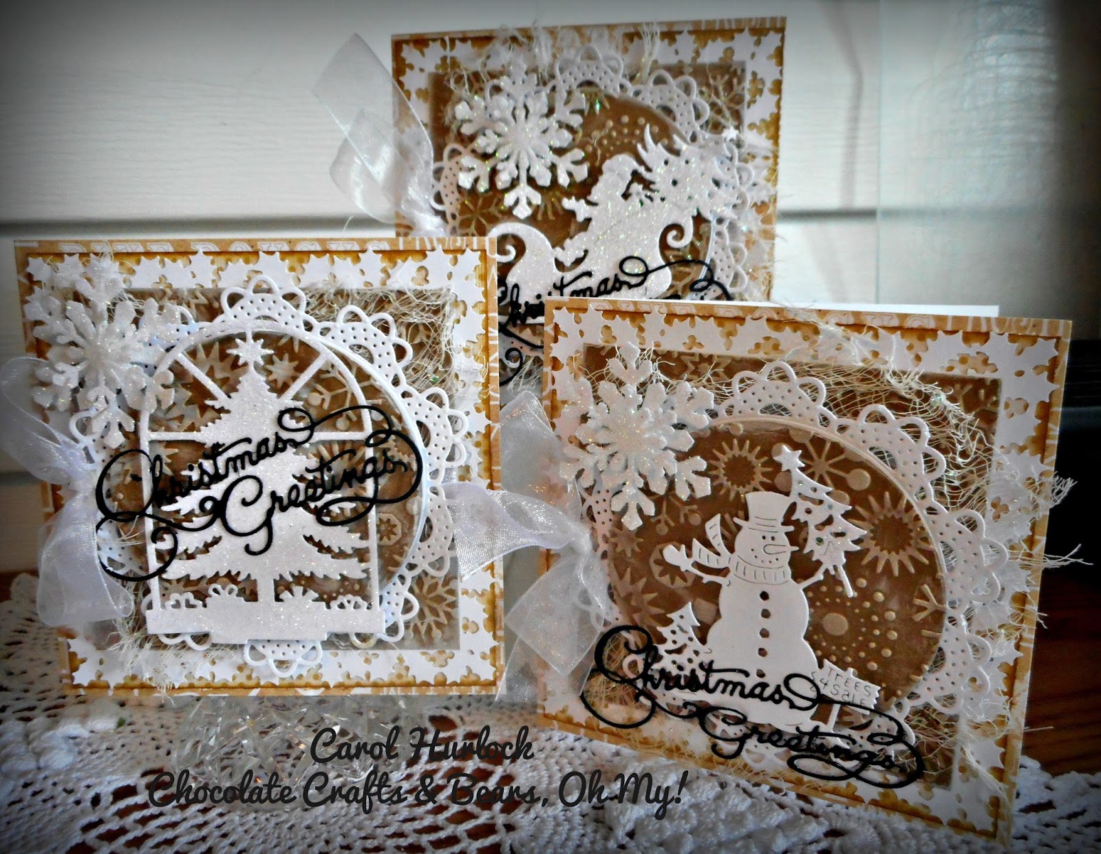 Chocolate Crafts and Bears, Oh My: CottageCutz Shabby Chic Christmas Card