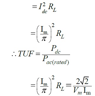 Half-wave rectifier Transformer Utilization Factor
