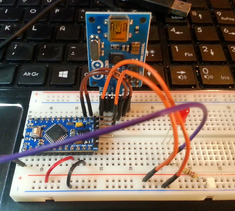 Conectar Arduino Pro Mini al PC mediane el módulo USBtoSerial