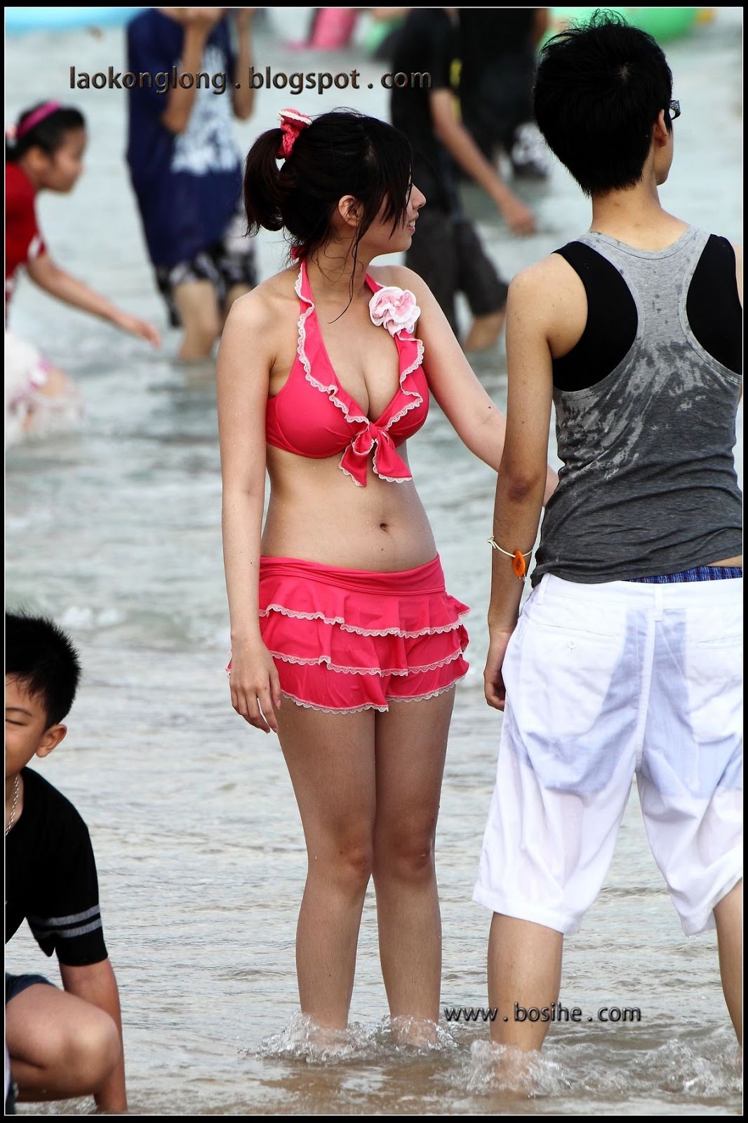 Asia Travel Photography Beach Spy Eyeprivate ，water Girl Pink Bikini