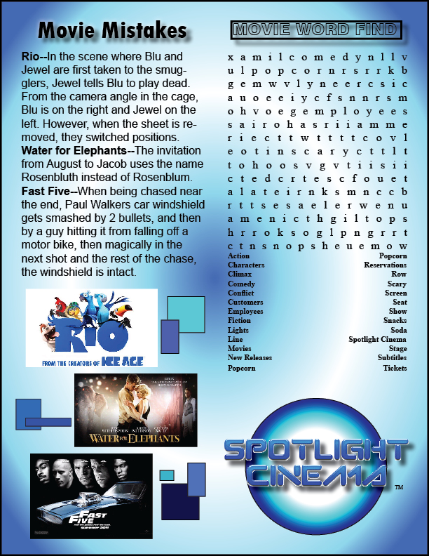 Desktop Publishing: Movie Times Newsletter Back