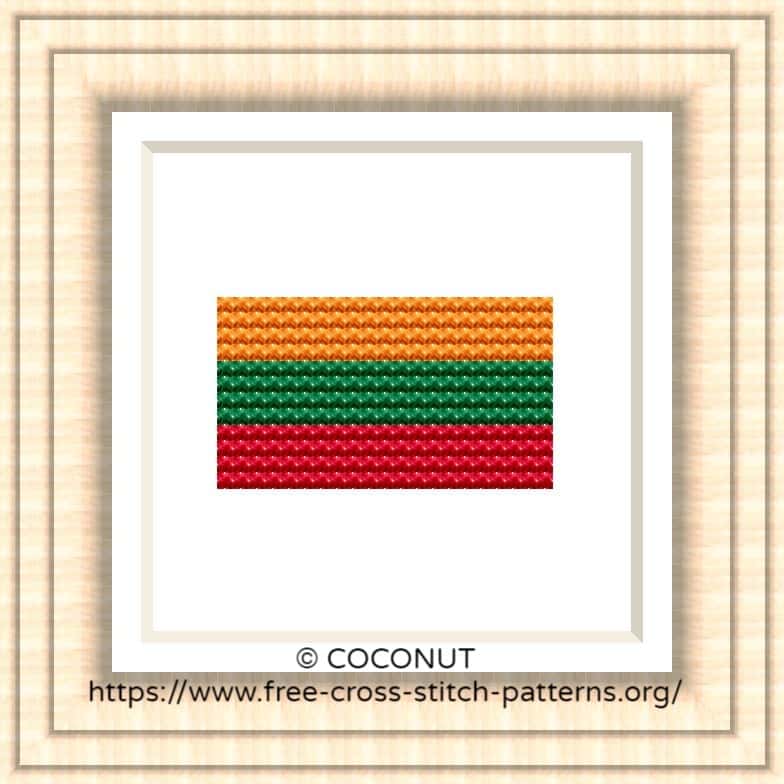 NATIONAL FLAG OF LITHUANIA CROSS STITCH CHART | Free cross stitch pattern